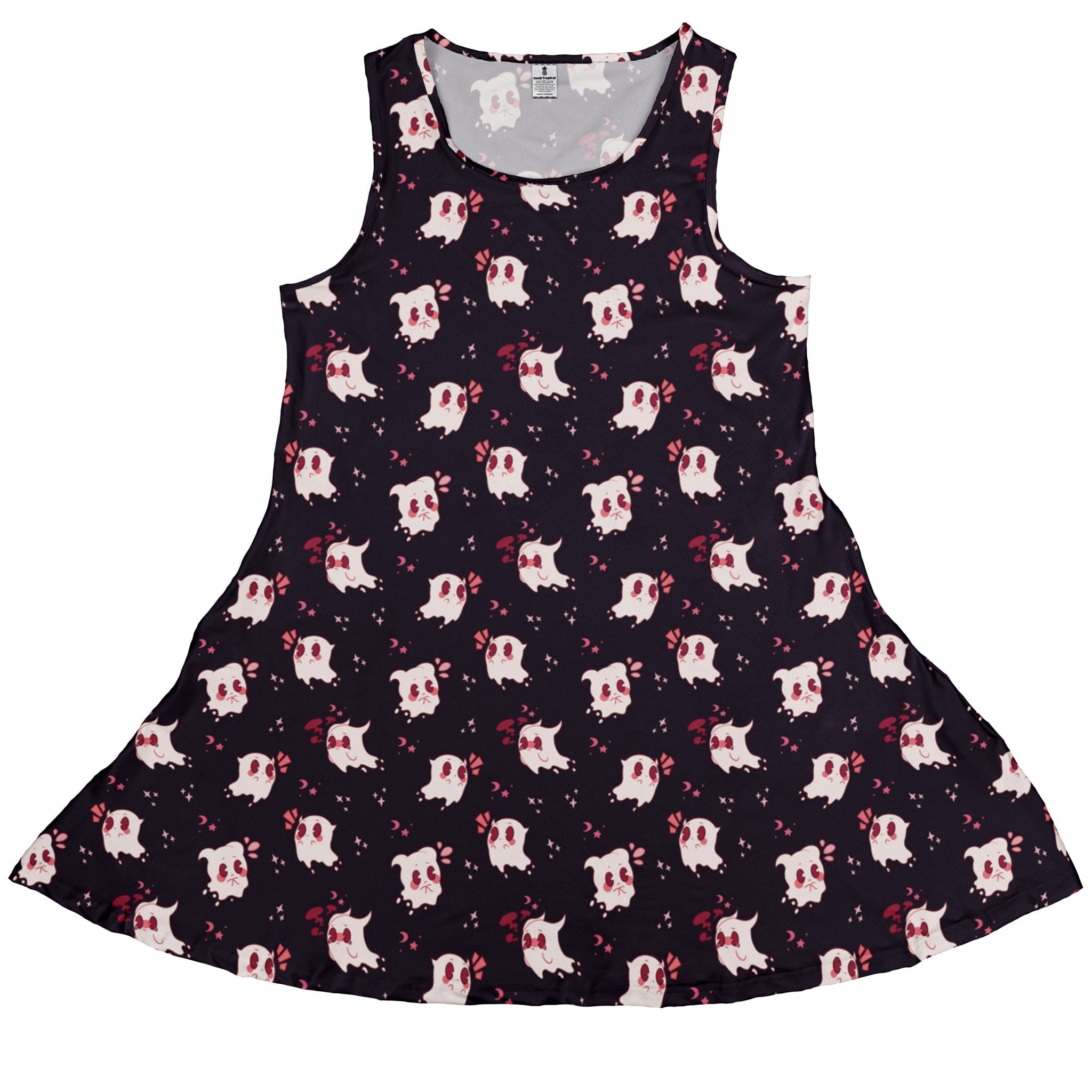 Anxious Ghosts Deep red Dress | Geek Tropical