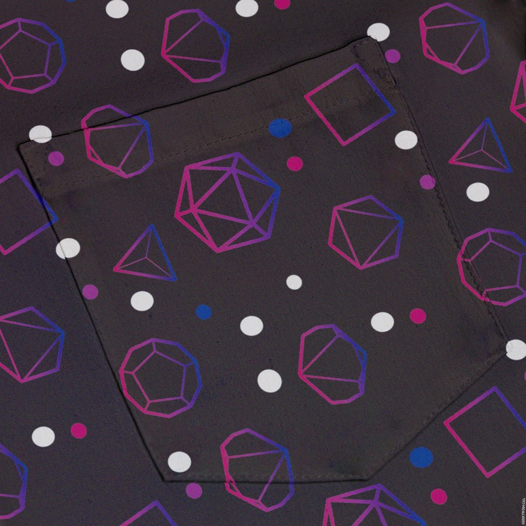 Bisexual Pride Flag DND Dice Button Up Shirt | Geek Tropical