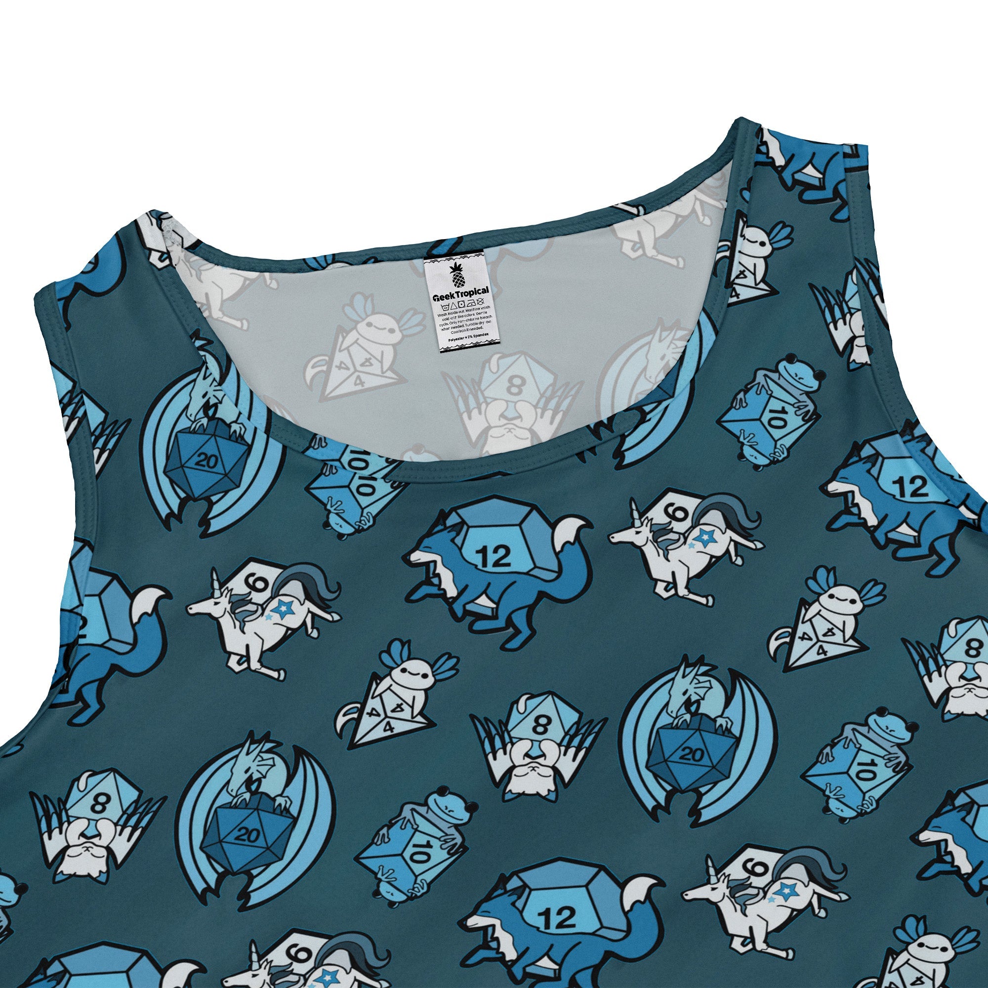 Dice Critters Blue Monochrome Dress | Geek Tropical