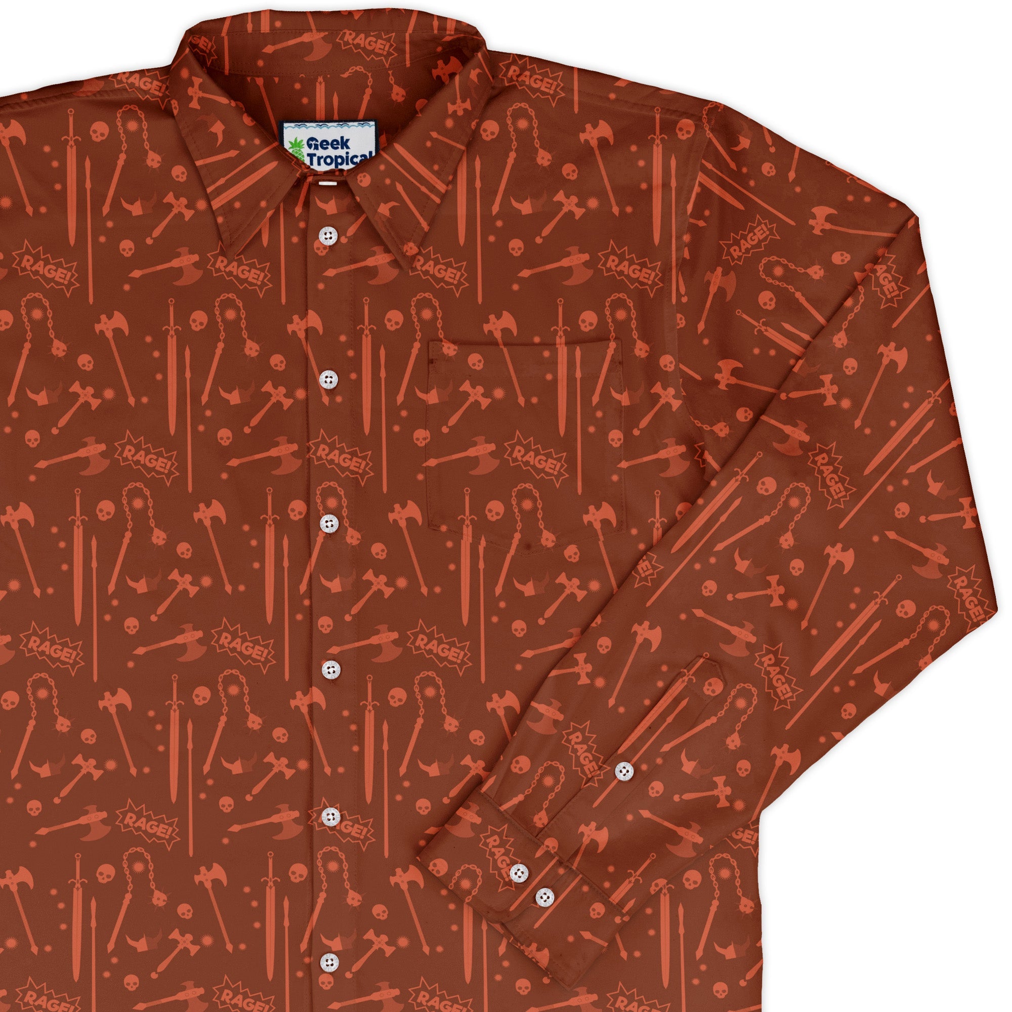 Dnd Barbarian Class Long Sleeve Button Up Shirt | Geek Tropical