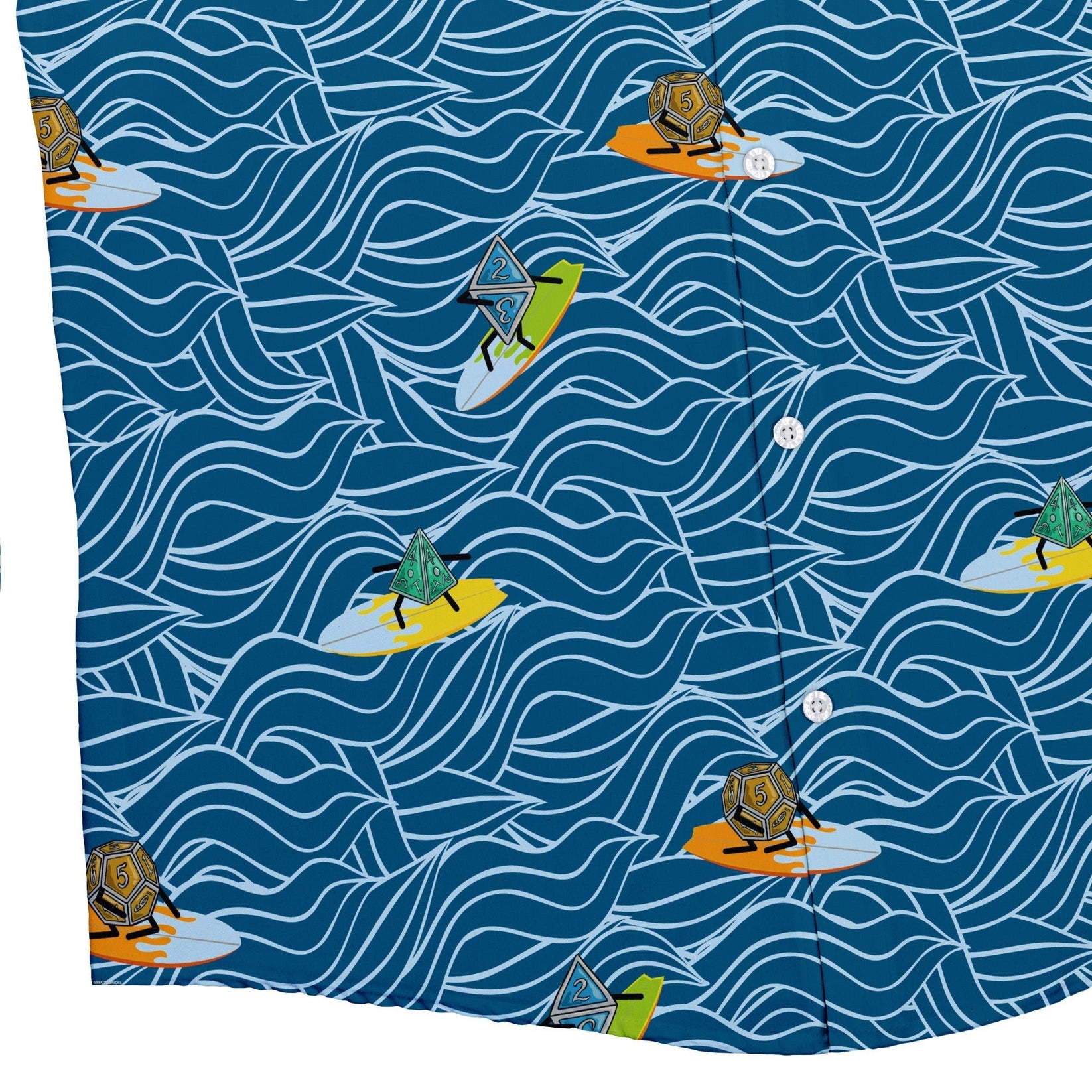 Surf and Roll Dnd Dice Button Up Shirt | Geek Tropical