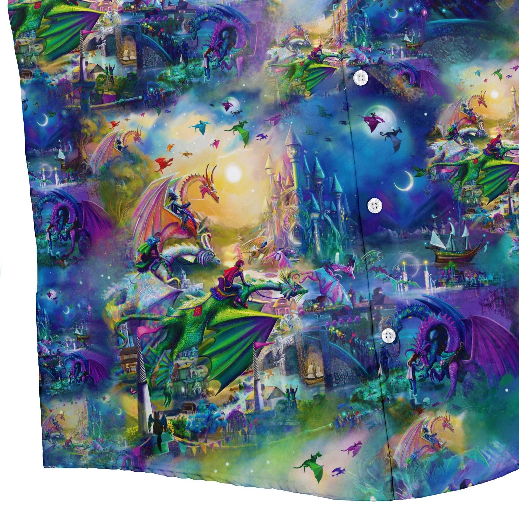 Dragon Chase Button Up Shirt | Geek Tropical