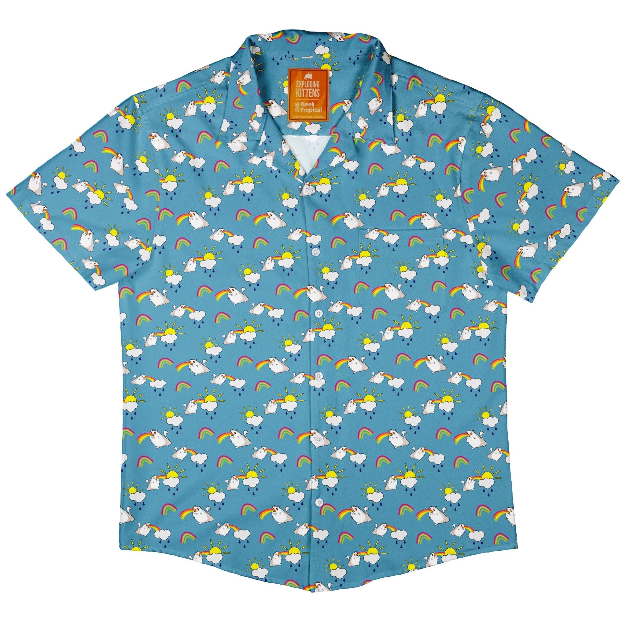 Exploding Kittens Rainbow Sky Cats Button Up Shirt | Geek Tropical