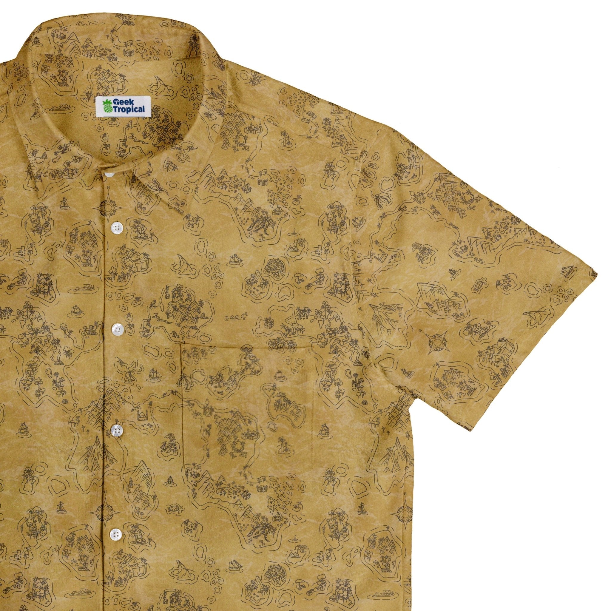 Fantasy Paper World Map Dnd Button Up Shirt | Geek Tropical