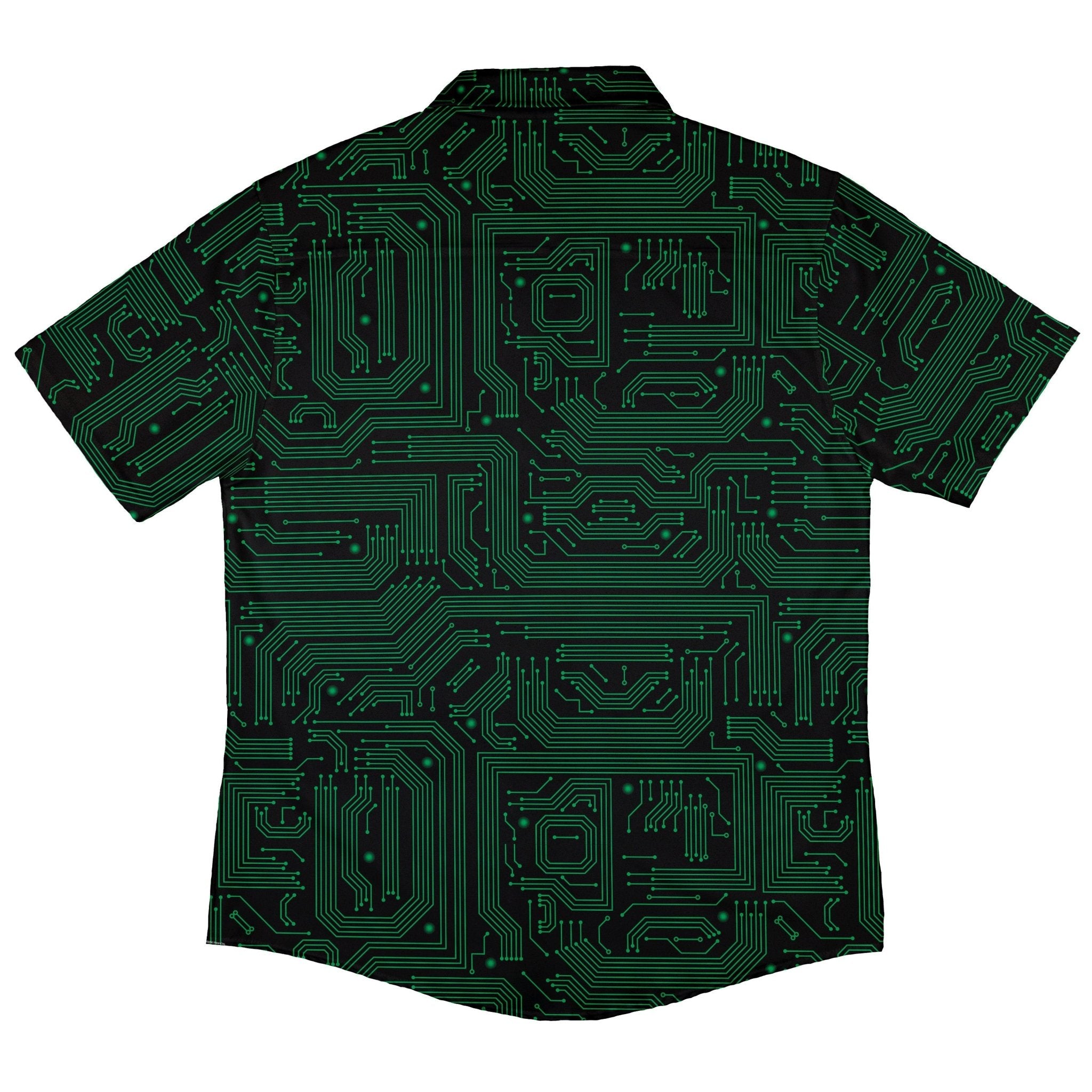 Green Computer Circuits Button Up Shirt | Geek Tropical