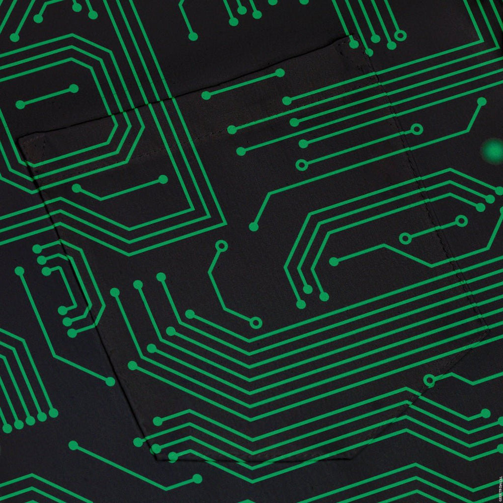 Green Computer Circuits Button Up Shirt | Geek Tropical