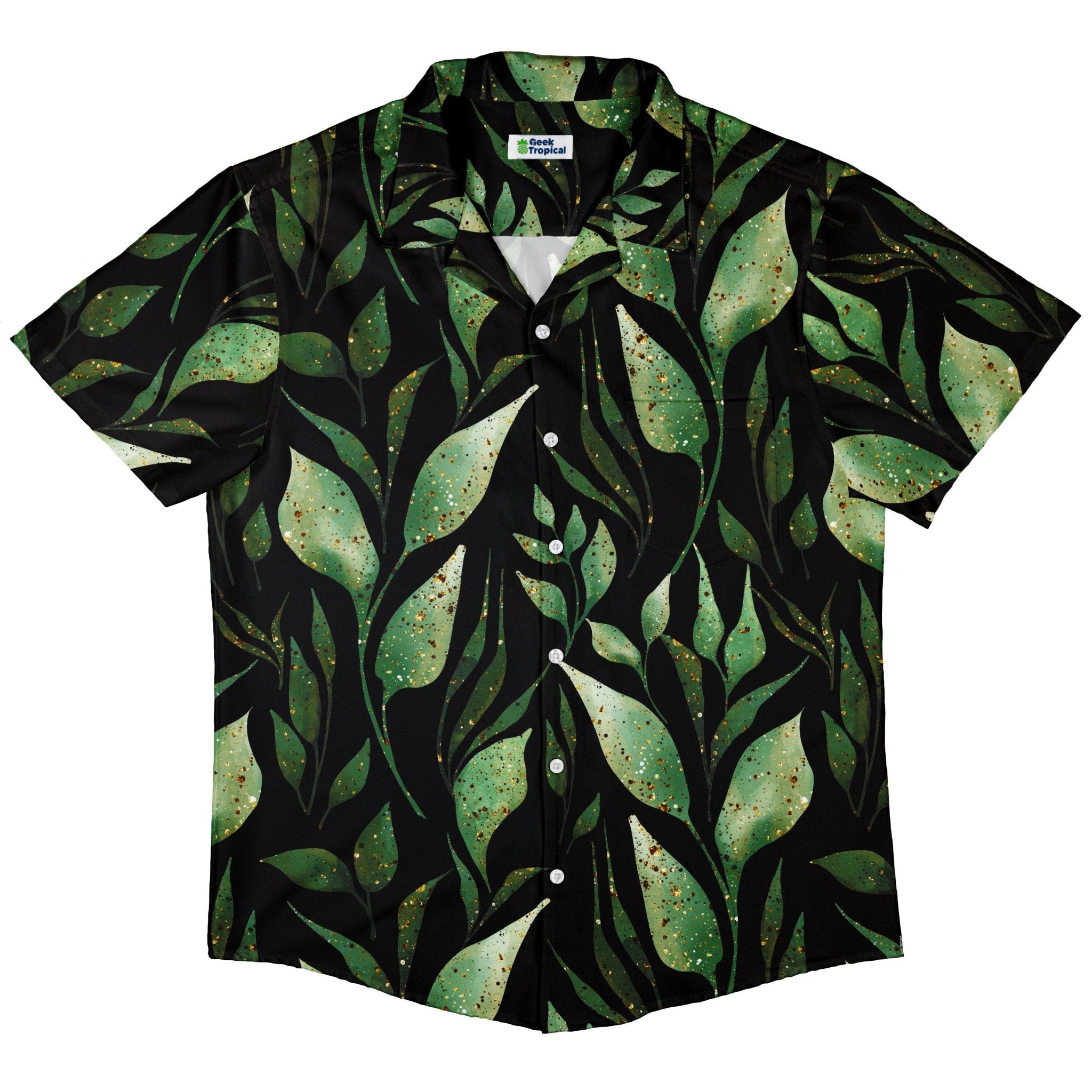 Growing Leaves Metallic Specs Button Up Shirt | Geek Tropical