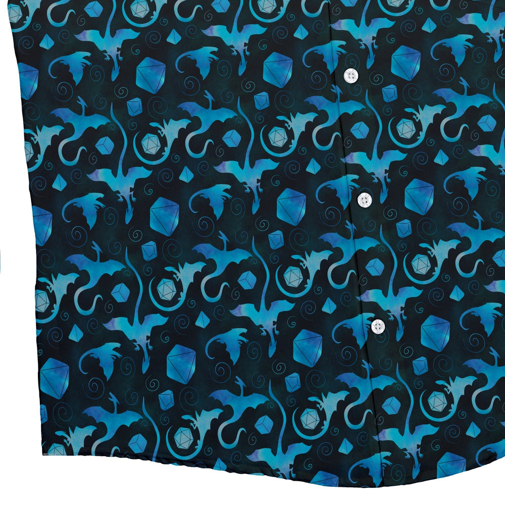 Dnd Mystic Blue Dragons Button Up Shirt | Geek Tropical