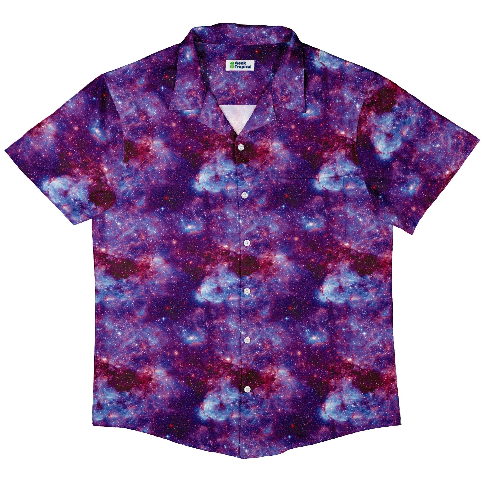 Purple Nebula Space Button Up Shirt | Geek Tropical