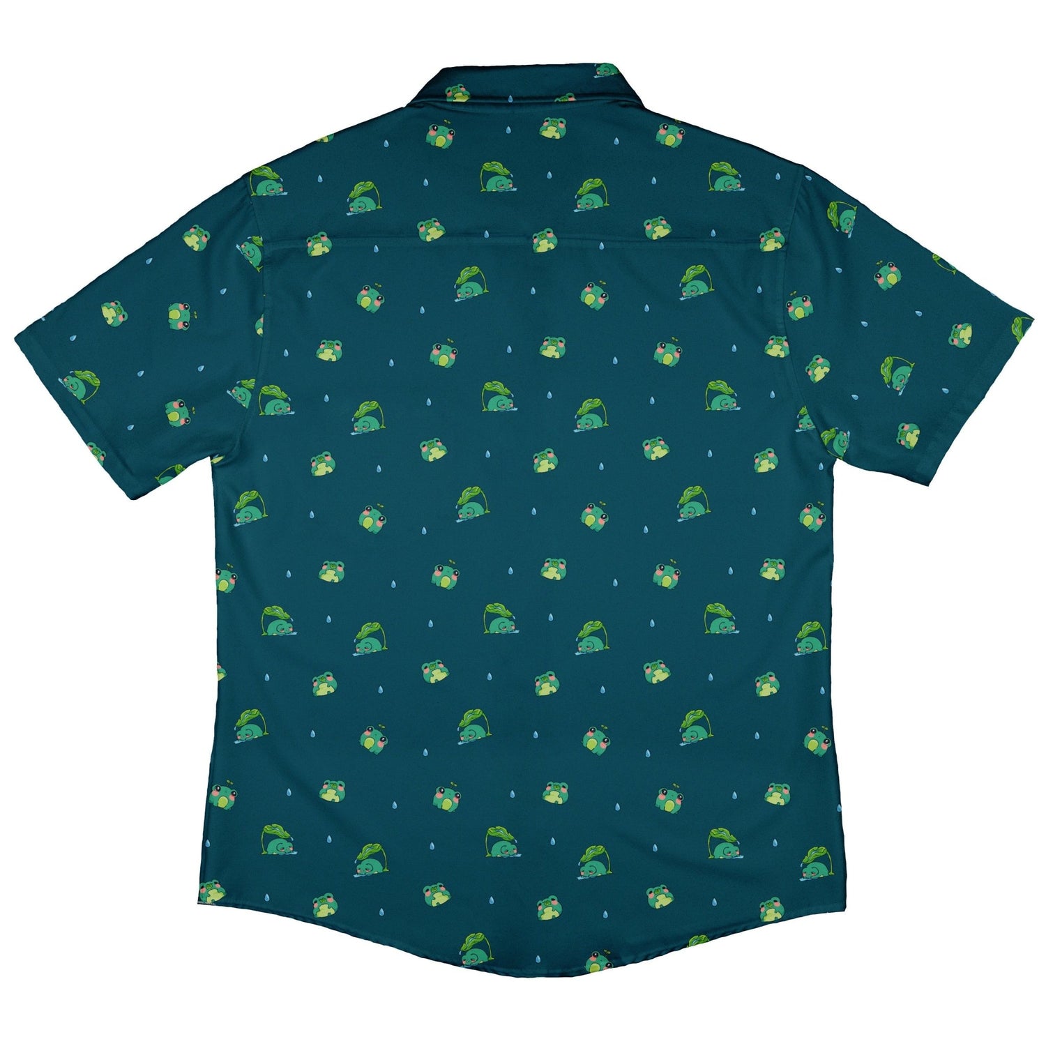 Raining Frogs Dark Teal Button Up Shirt | Geek Tropical