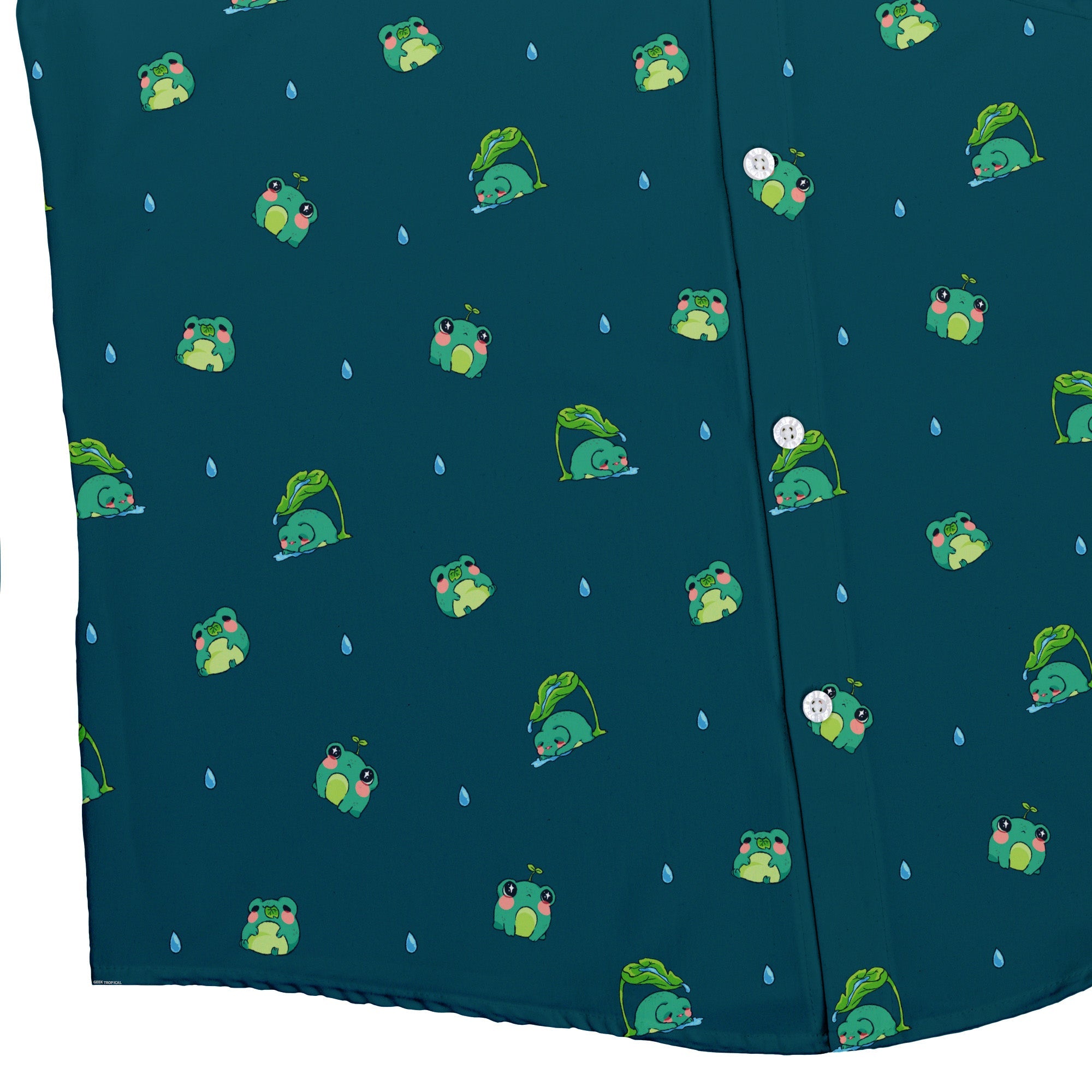 Raining Frogs Dark Teal Button Up Shirt | Geek Tropical