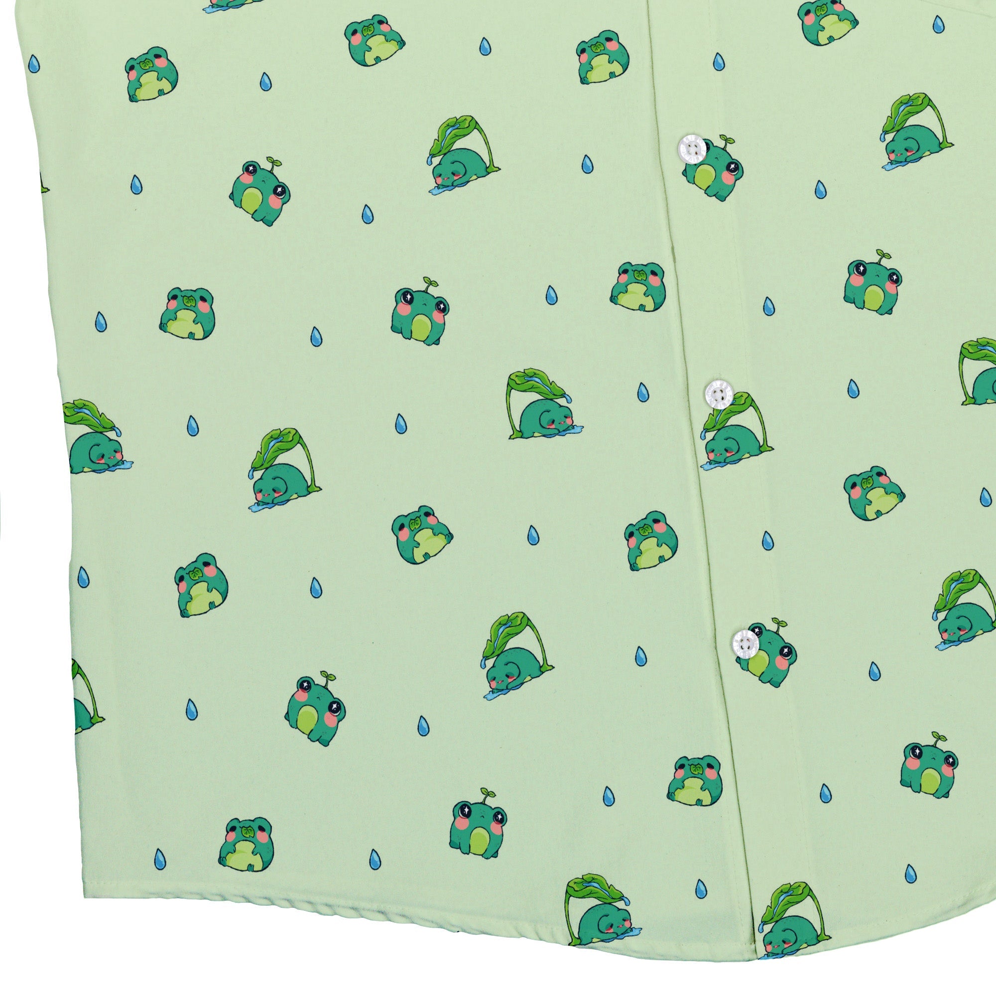 Raining Frogs Pastel Green Button Up Shirt | Geek Tropical