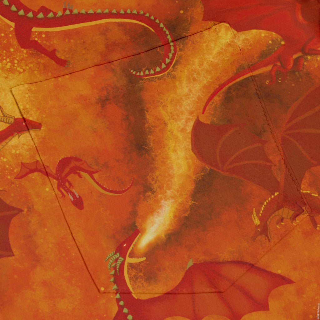 Red Dragon Fire Dnd Button Up Shirt | Geek Tropical