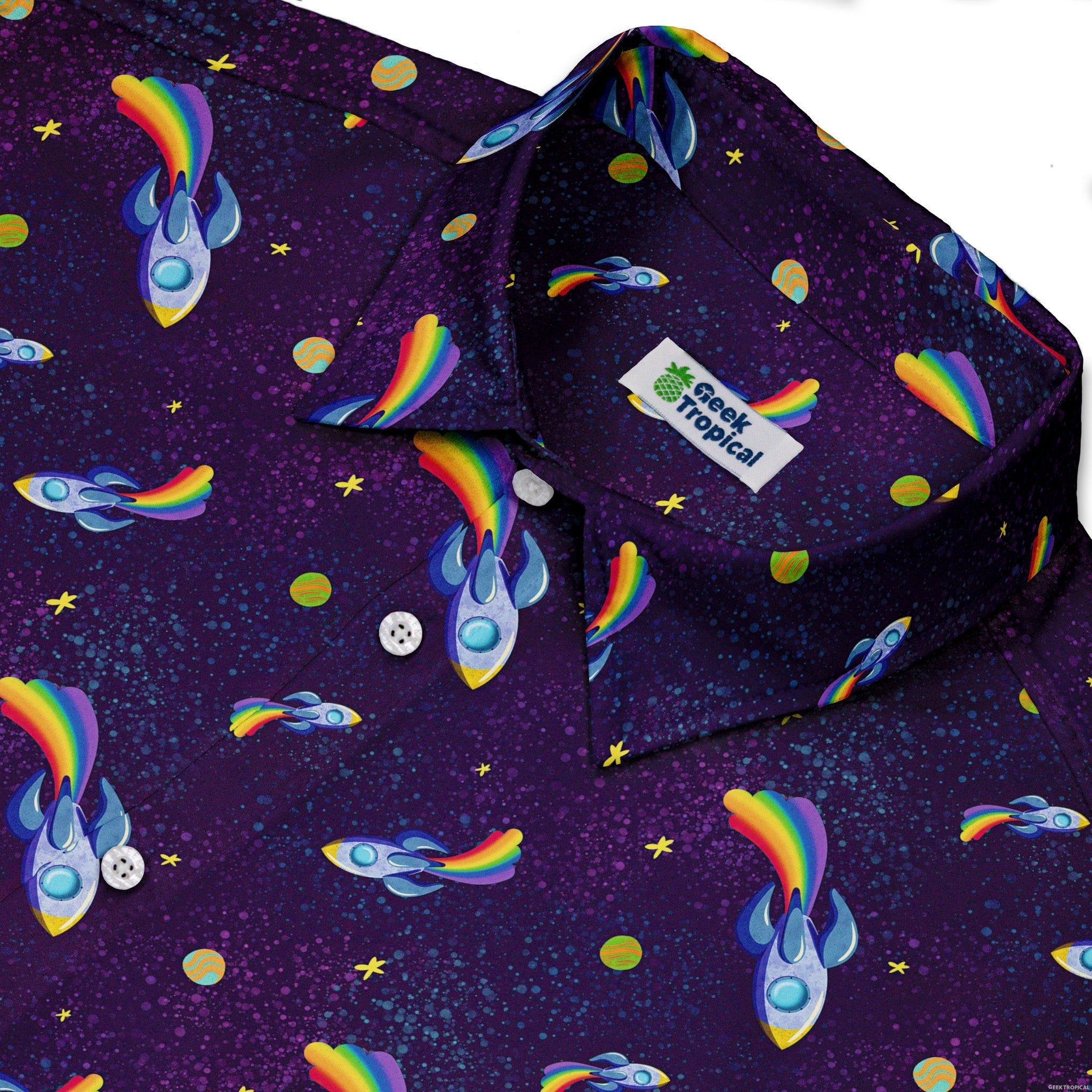 Rocket Ships Starry Night Button Up Shirt | Geek Tropical