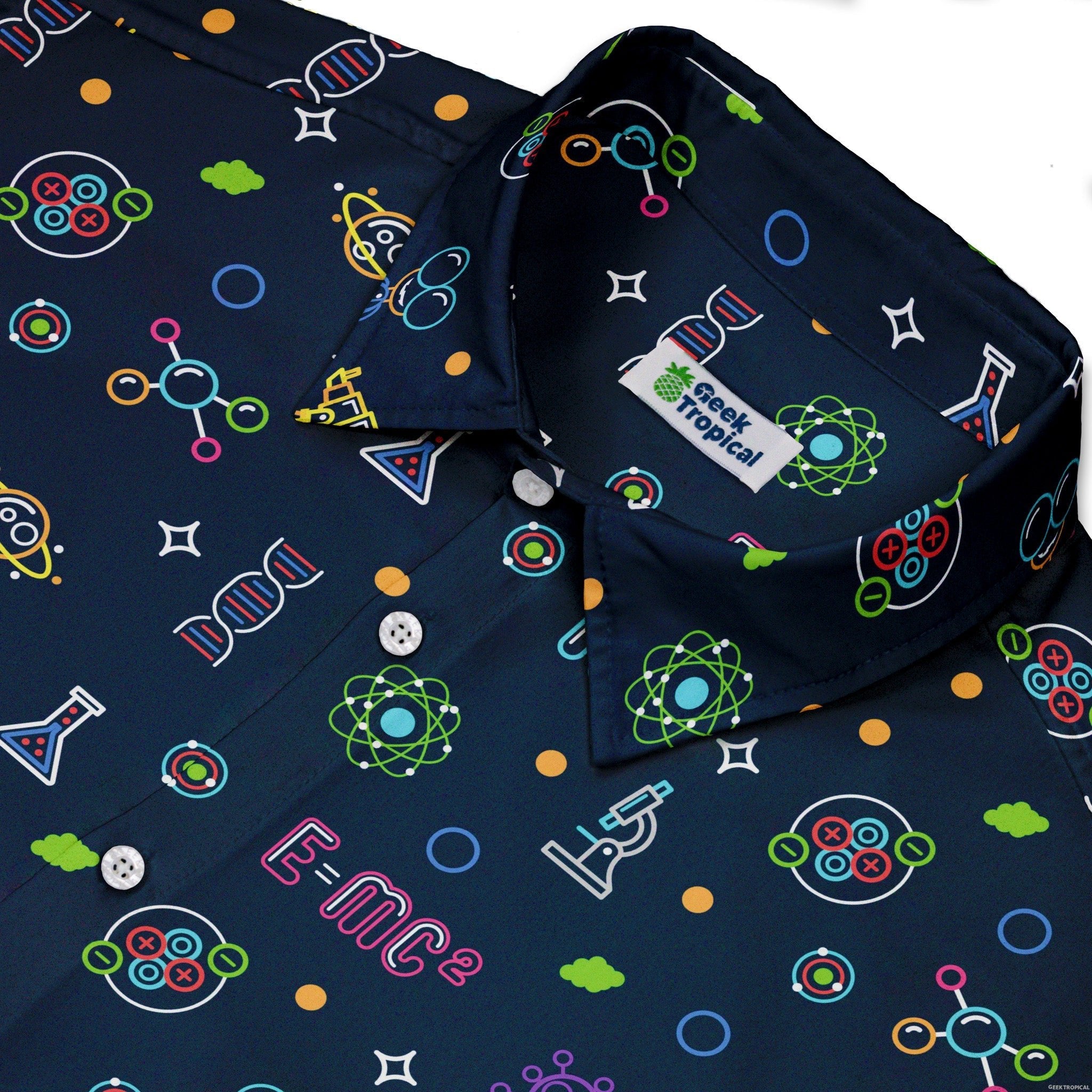 Science DNA Molecules Dark Navy Button Up Shirt | Geek Tropical