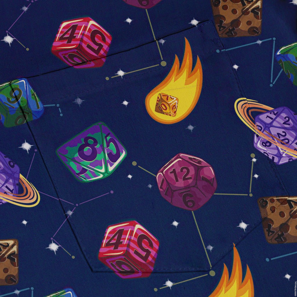 Space DND Dice Planets Button Up Shirt | Geek Tropical