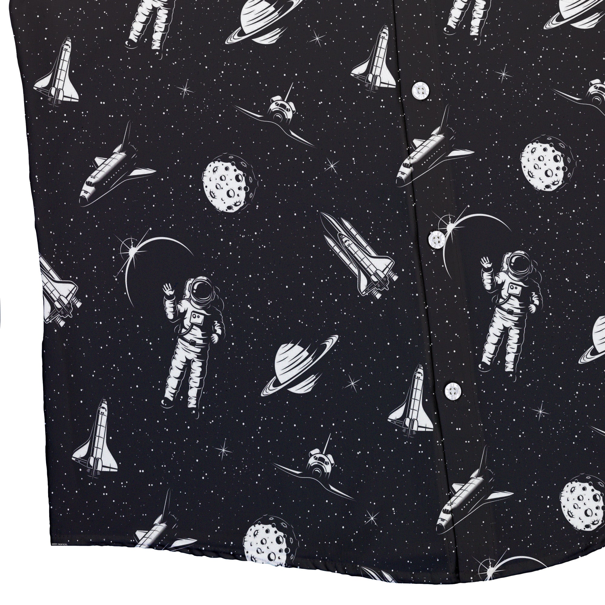 Space Mission Black Outer Space Button Up Shirt | Geek Tropical