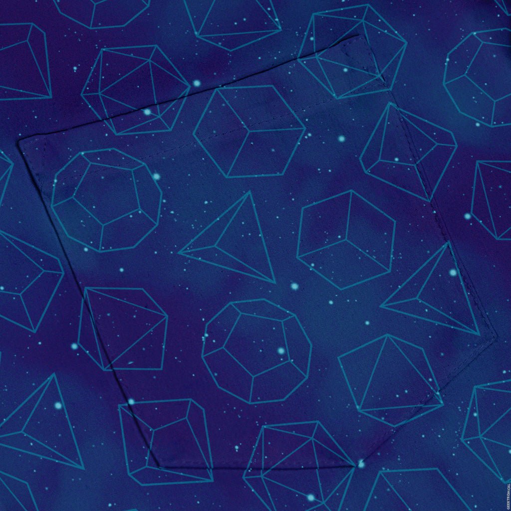 Space RPG Dice Pattern Blue Dnd Button Up Shirt | Geek Tropical