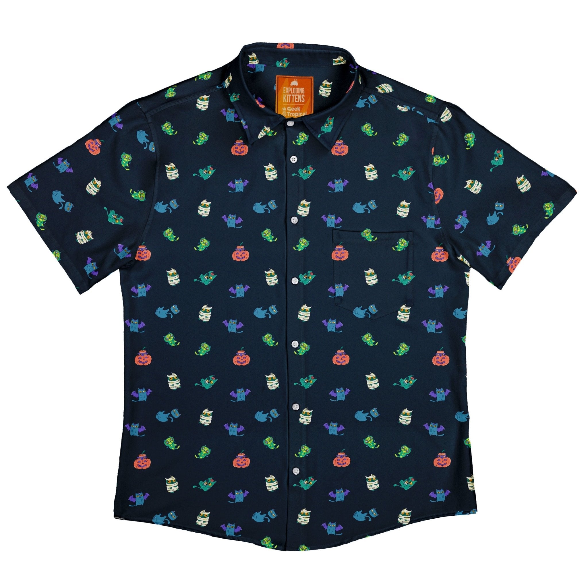 Spooky Exploding Kittens Button Up Shirt | Geek Tropical