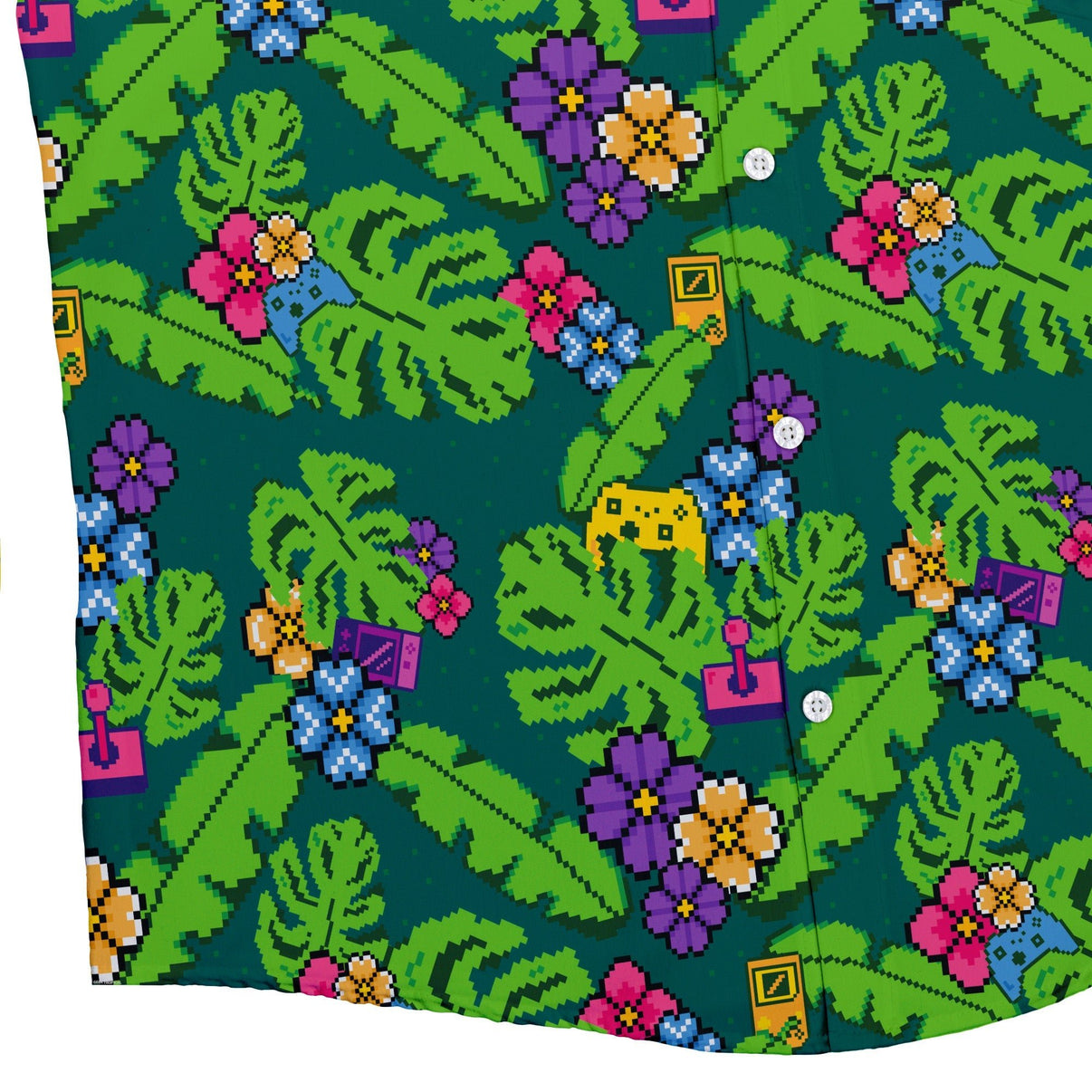 Tropical Video Game Pixels Button Up Shirt | Geek Tropical