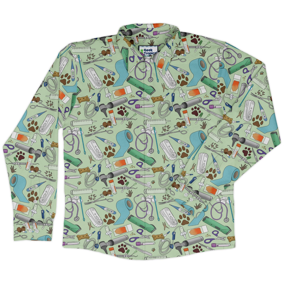 Vet Tech Long Sleeve Button Up Shirt | Geek Tropical