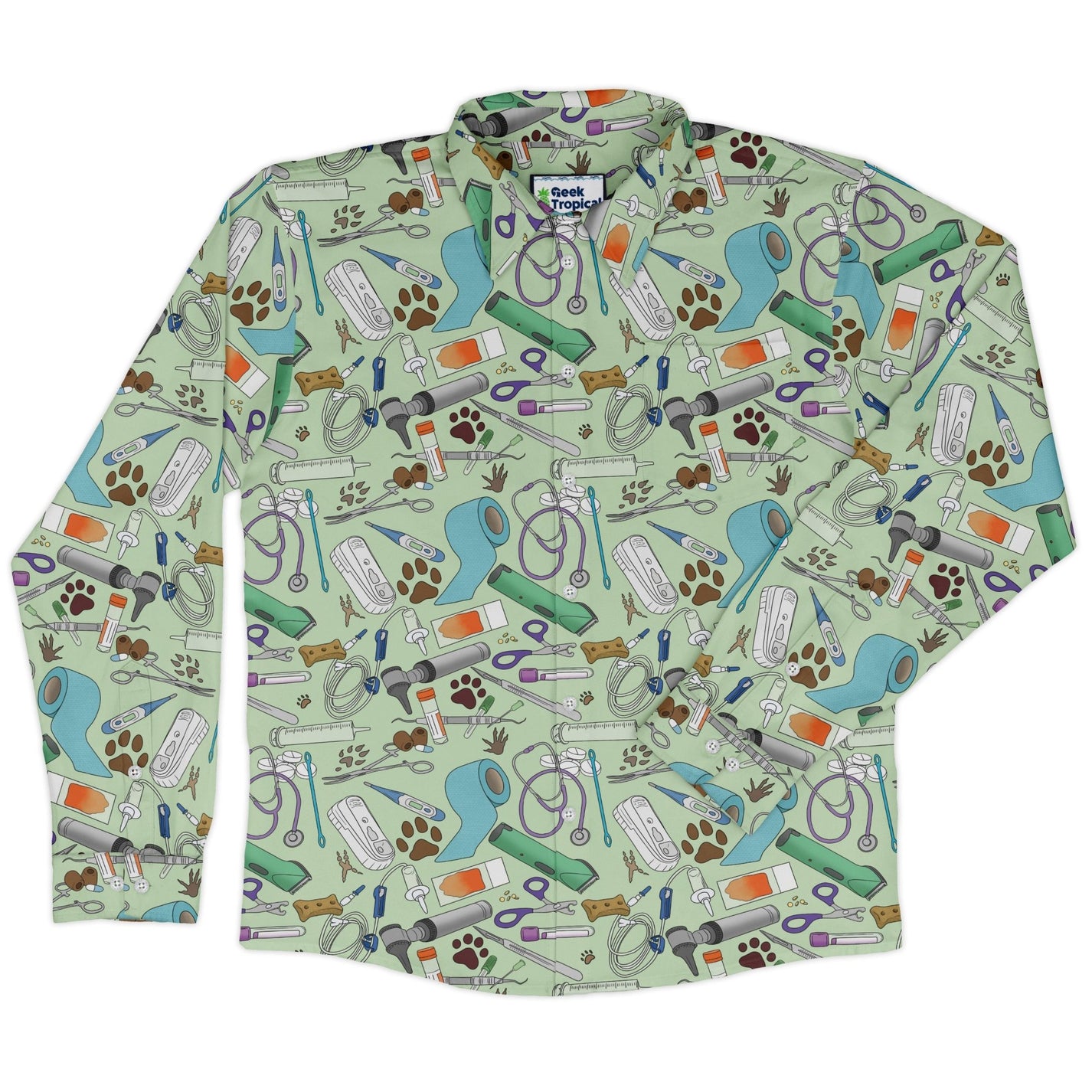 Vet Tech Long Sleeve Button Up Shirt | Geek Tropical