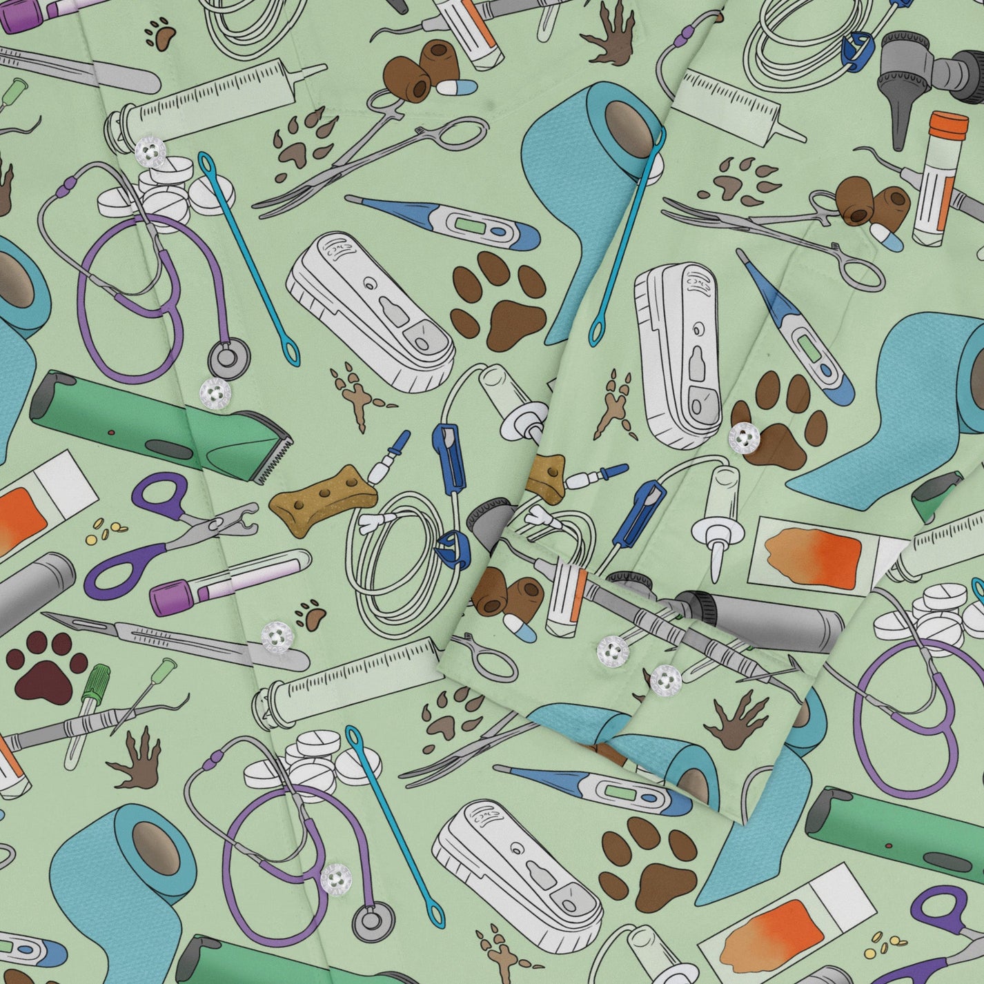 Vet Tech Long Sleeve Button Up Shirt | Geek Tropical