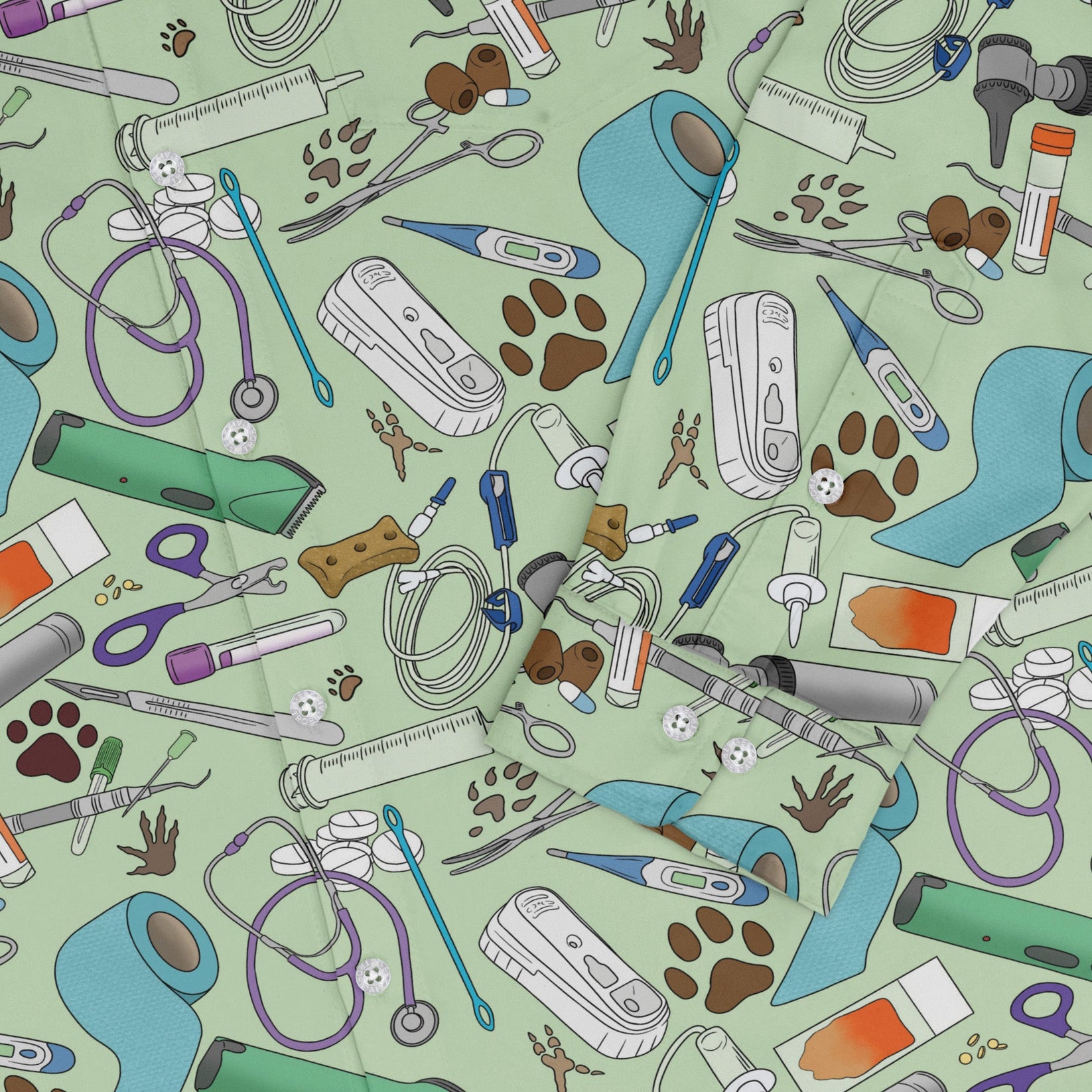 Vet Tech Long Sleeve Button Up Shirt | Geek Tropical