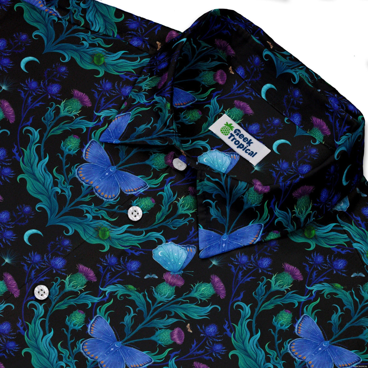 Episodic Thistle Moths Purple Button Up Shirt | Geek Tropical