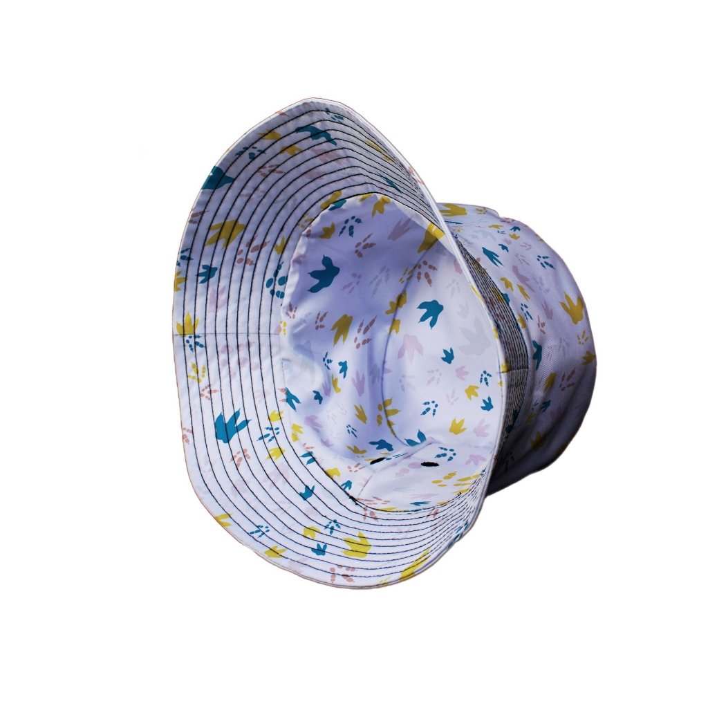 Dinosaur Footprint Tracks White Bucket Hat | Geek Tropical