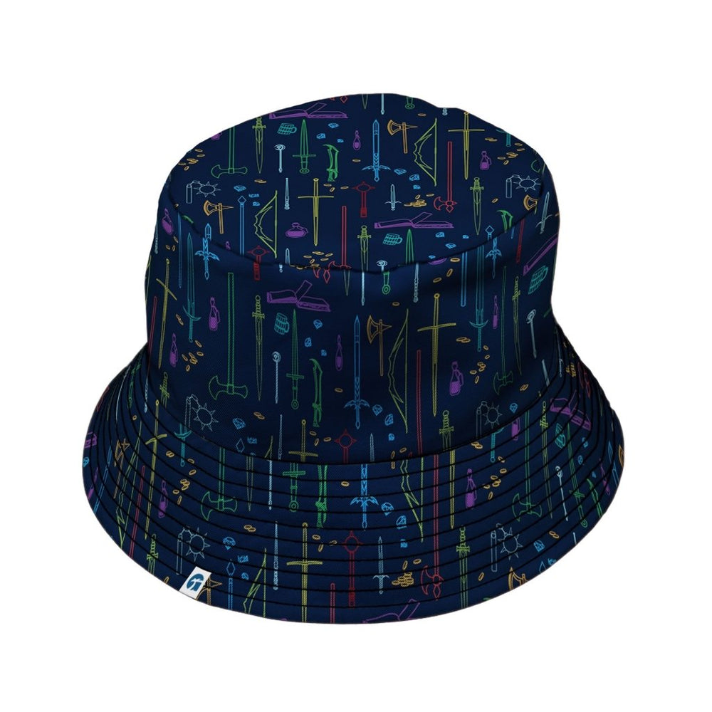 Fantasy RPG Weapons Items Navy Dnd Bucket Hat | Geek Tropical