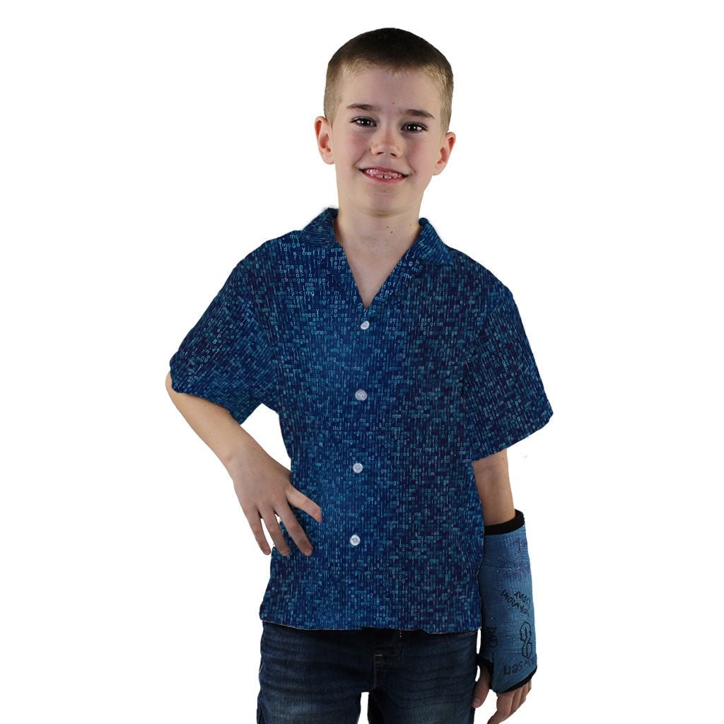 Javascript Computer Code Blue Youth Hawaiian Shirt | Geek Tropical