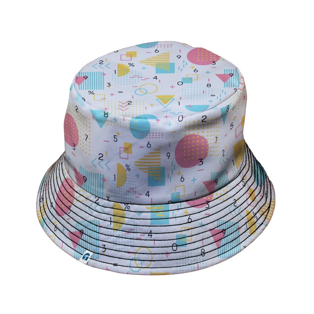 Math Memphis Style White Bucket Hat | Geek Tropical