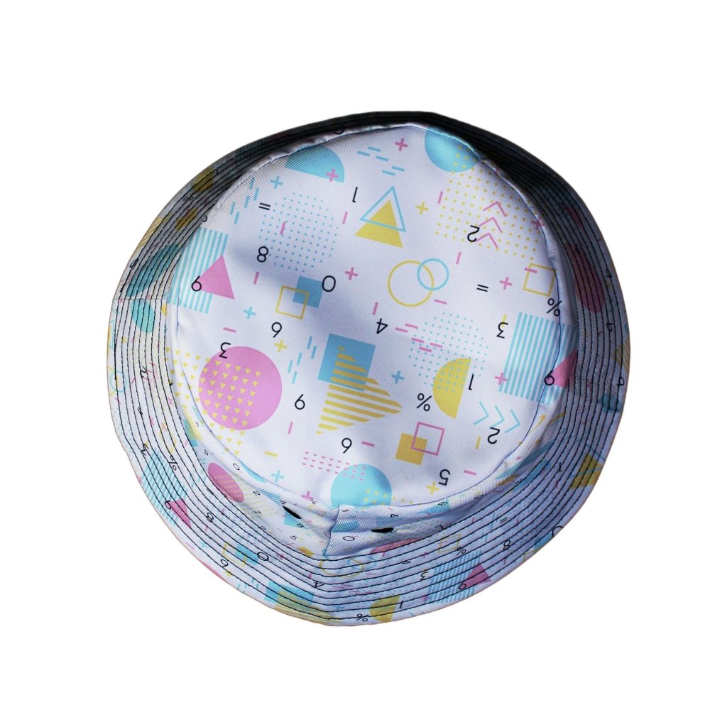 Math Memphis Style White Bucket Hat | Geek Tropical
