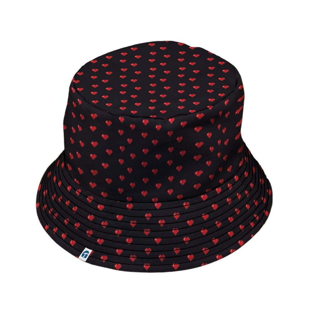 Video Game Hearts Black Bucket Hat | Geek Tropical